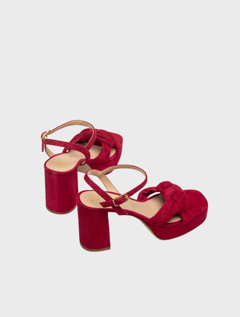 Sandal With a Braided Vamp - Cranberry – Mariko Boutique