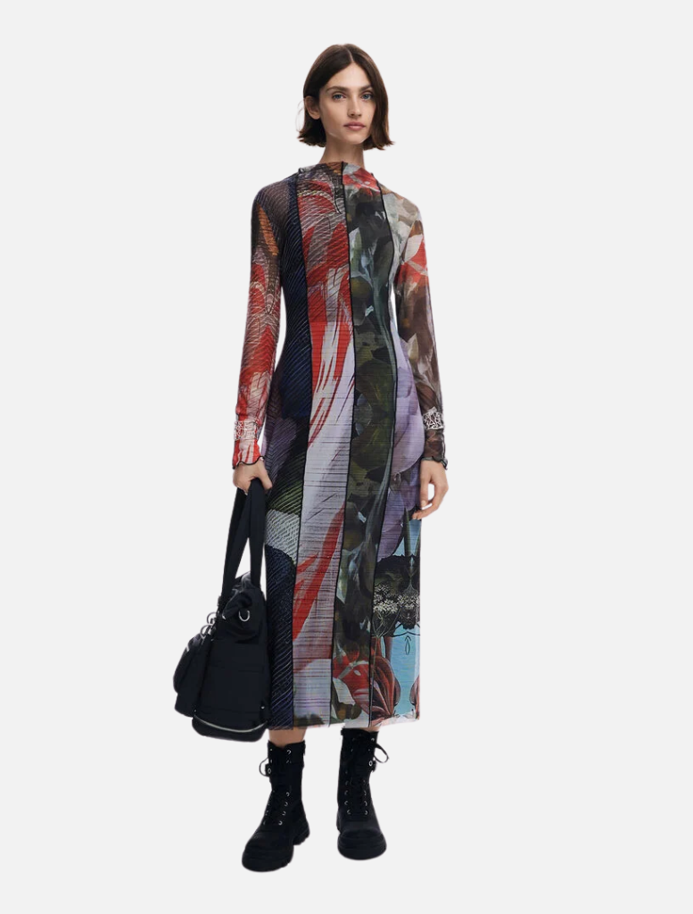 Printed Tulle Midi Dress - Patchwork – Mariko Boutique