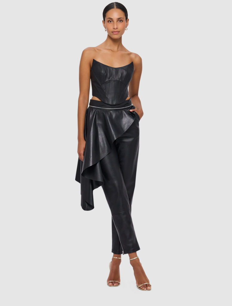 Vera Leather Draped Straight Leg Pants - Ebony – Mariko Boutique