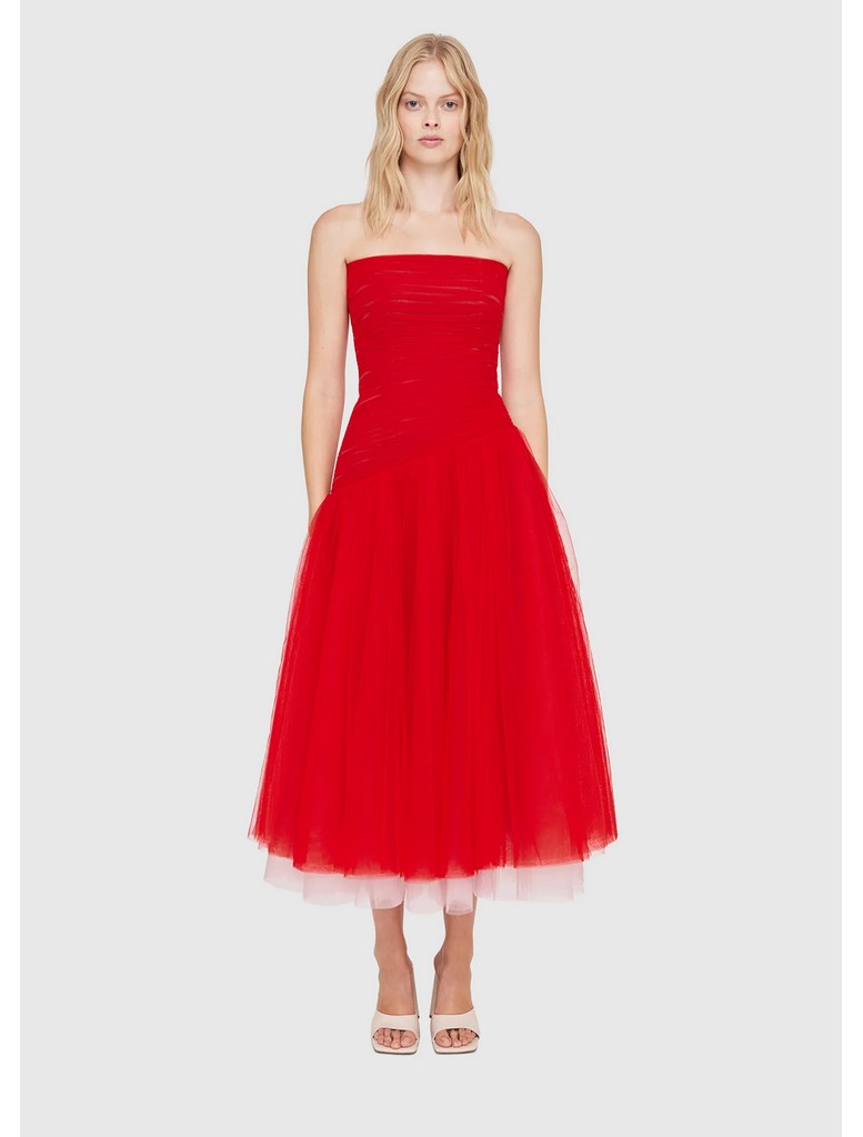 Rosalie Bustier Midi Dress - Red – Mariko Boutique